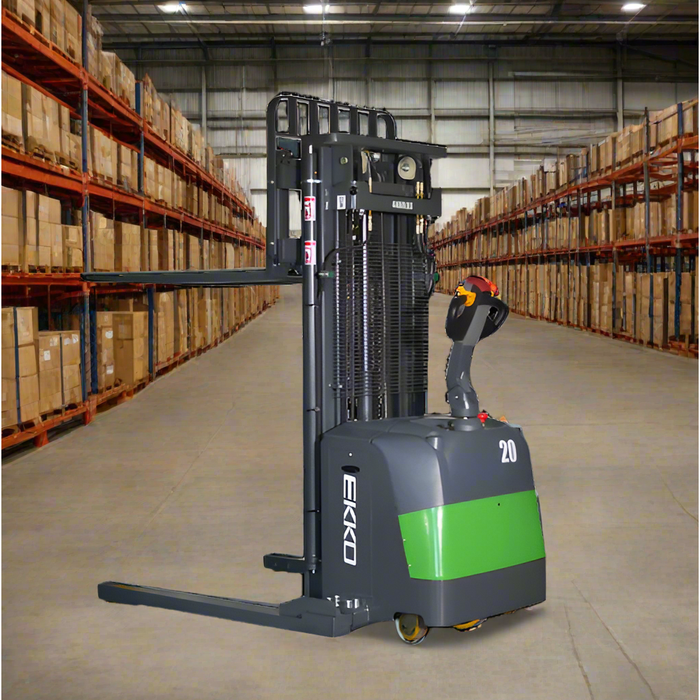 EKKO Lithium Electric Straddle Stacker 4400 lb Cap., 216" Height EB20C
