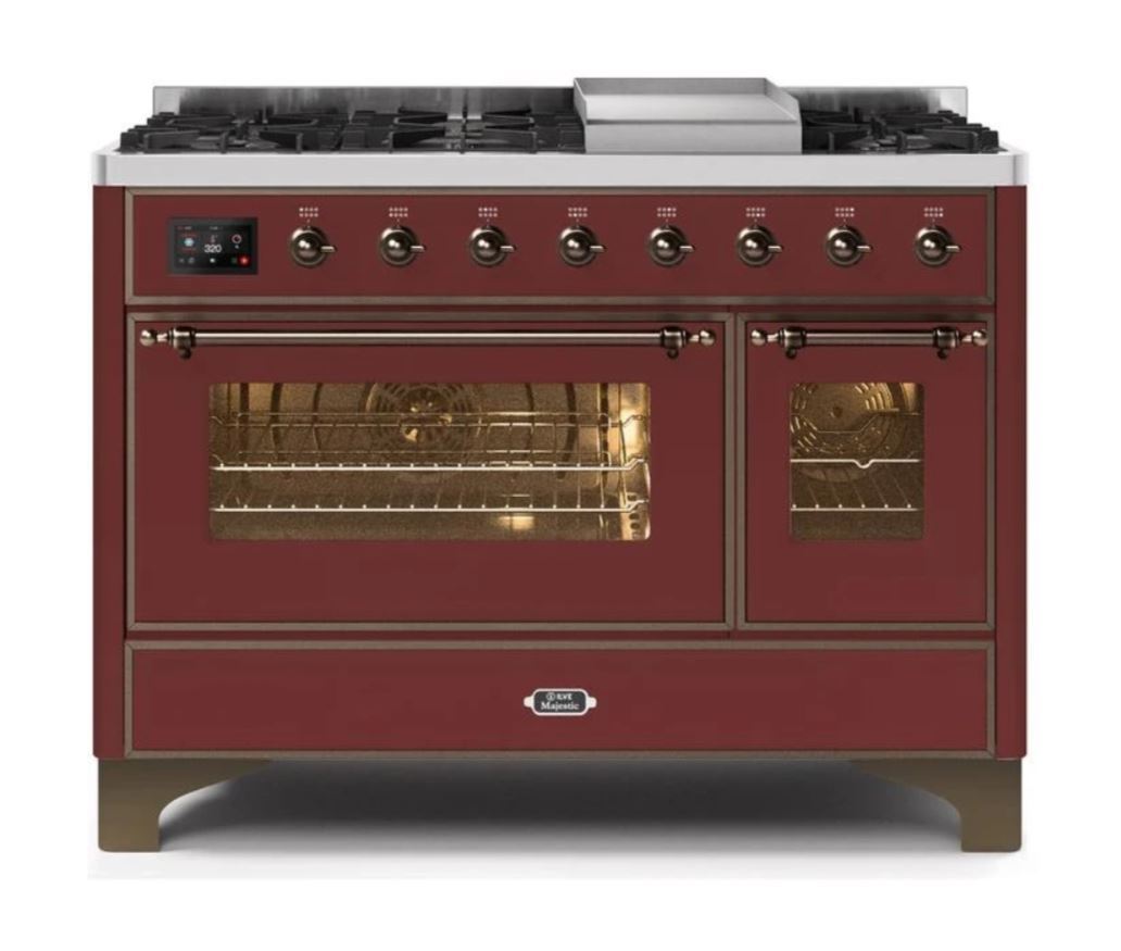 ILVE 48 Inch Majestic II Series Freestanding Dual Fuel Double Oven Ran