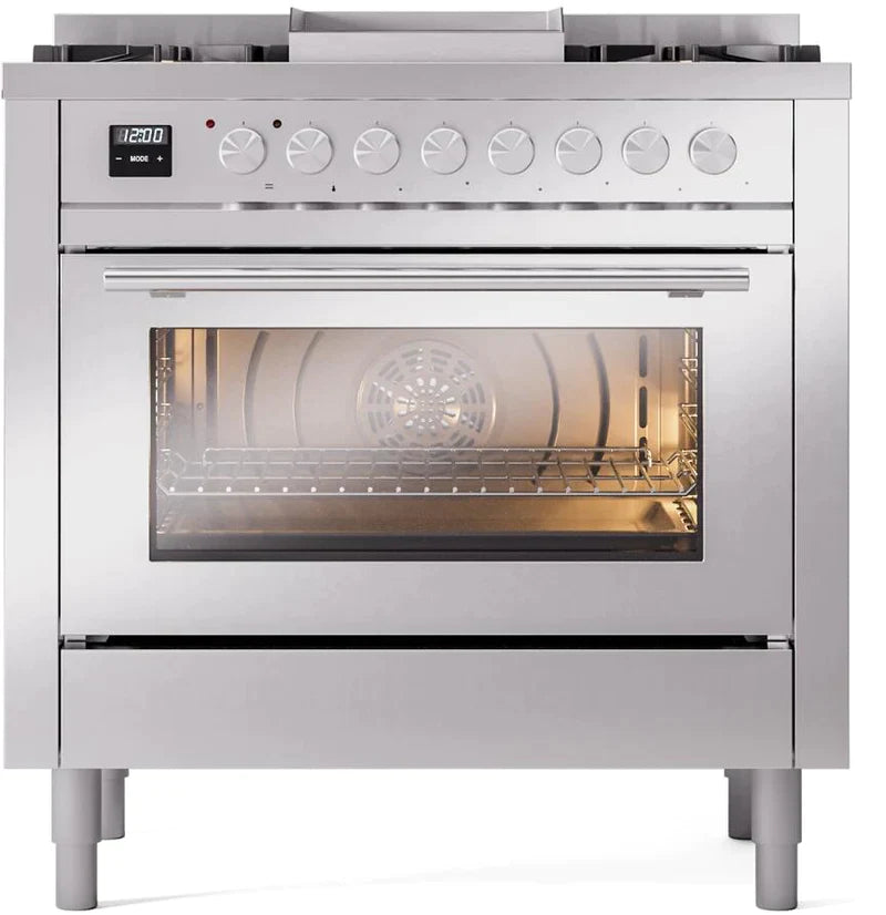 ILVE Professional Plus II 36-Inch Freestanding Dual Fuel Range with 6
