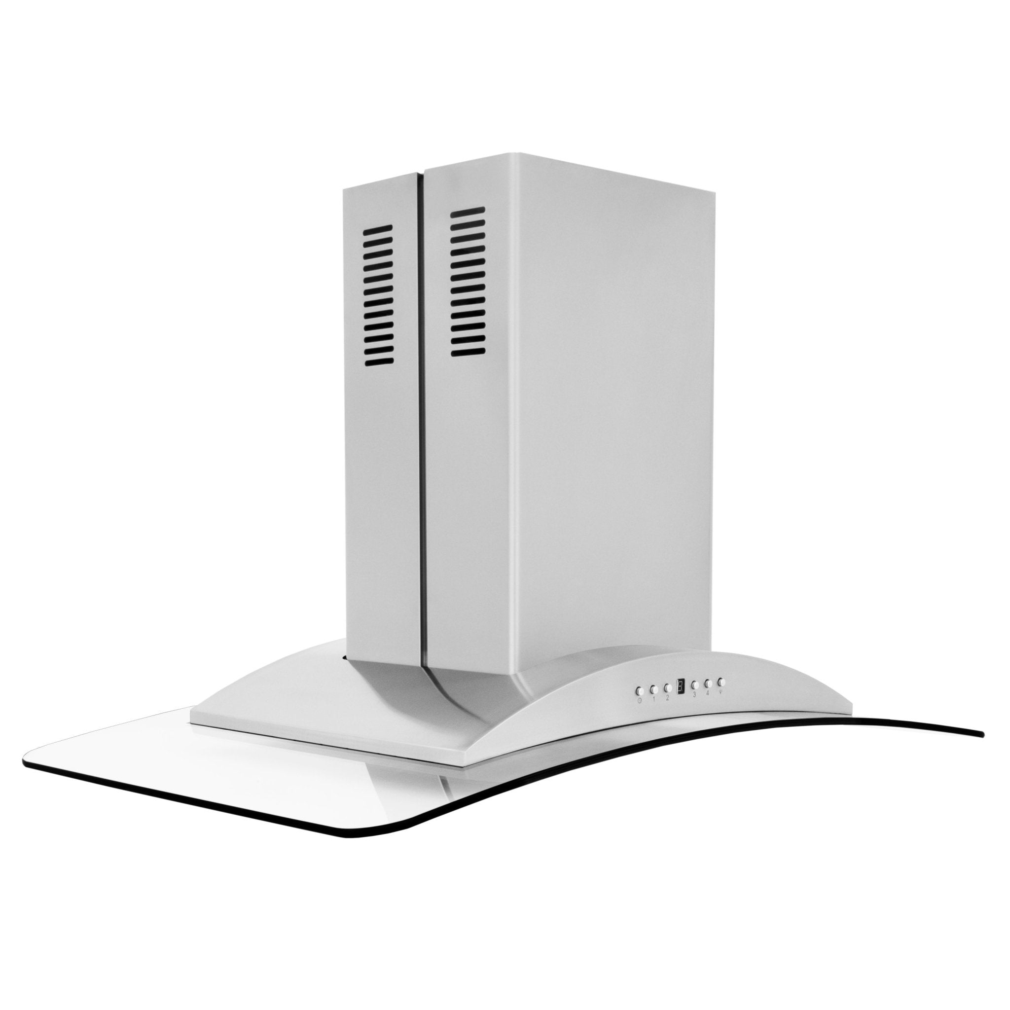 ZLINE Convertible Vent Island Mount Range Hood in Stainless Steel & Gl